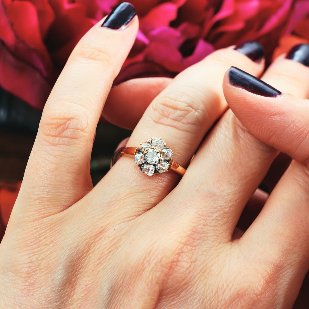 An Antique Hand Cut Diamond Cluster Engagement Ring – Fetheray