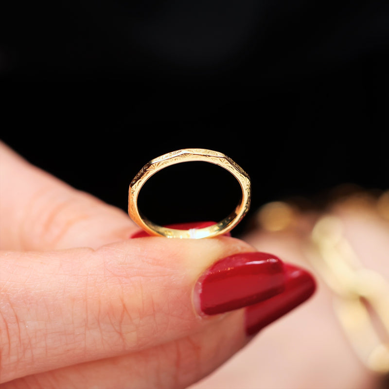 Vintage Style Size 'J' or '5' 'Decagon' 18ct Gold Wedding Ring – Fetheray
