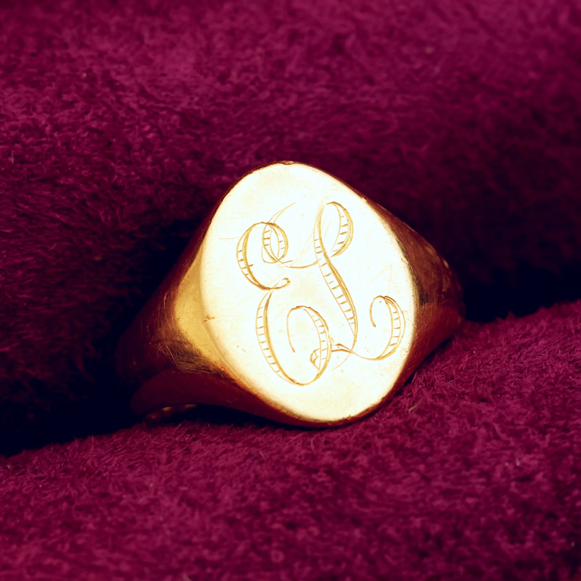 Antique 18ct Gold Hand Engraved 'EL' Signet Ring – Fetheray