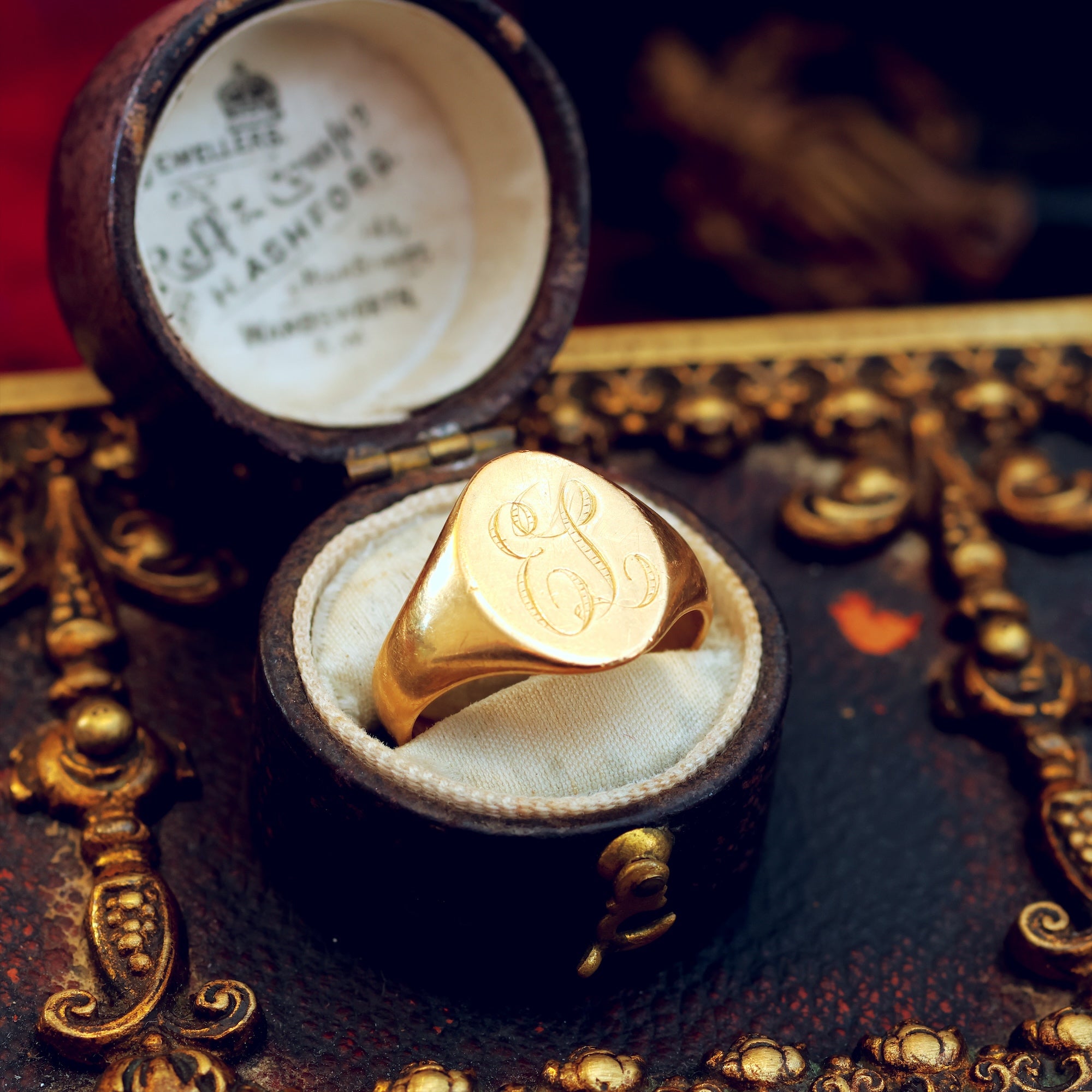 Antique 18ct Gold Hand Engraved 'EL' Signet Ring – Fetheray