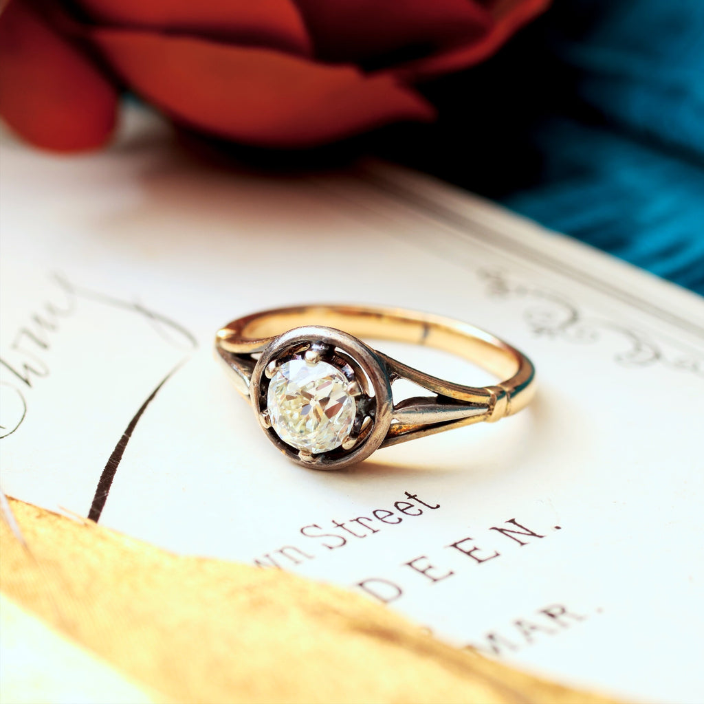 Antique 0.90ct Hand cut Diamond Engagement Ring – Fetheray