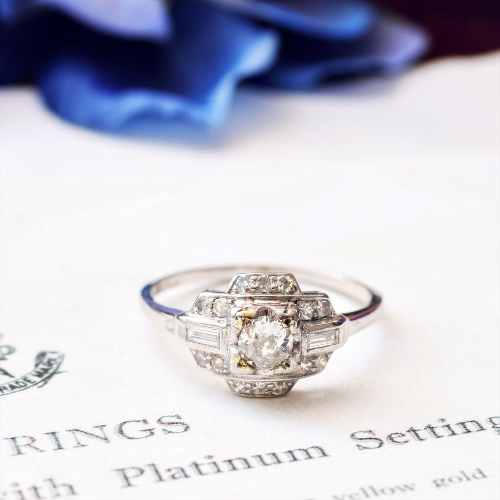 Vintage Art Deco Hand Cut Diamond Engagement Ring – Fetheray