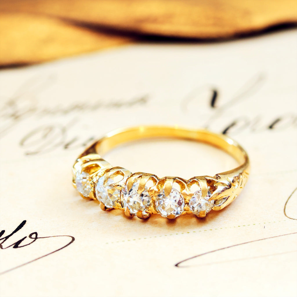 Splendid Antique Five Stone Diamond Engagement Ring – Fetheray