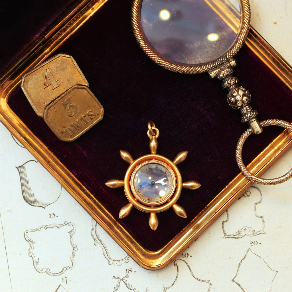 Quirky Antique Victorian 18ct Gold Nautical Compass – Fetheray