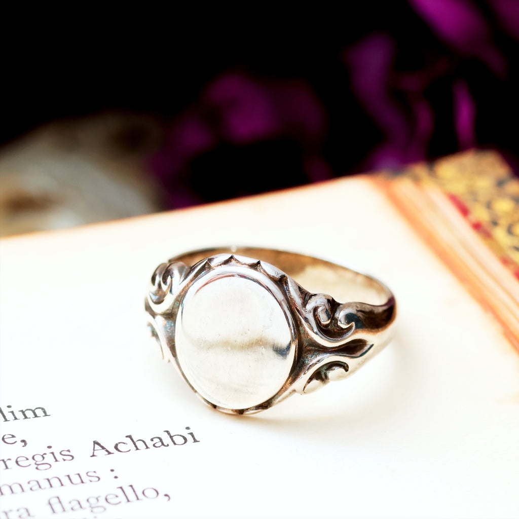Vintage Vibe Men's Recycled Silver Signet Ring – Fetheray