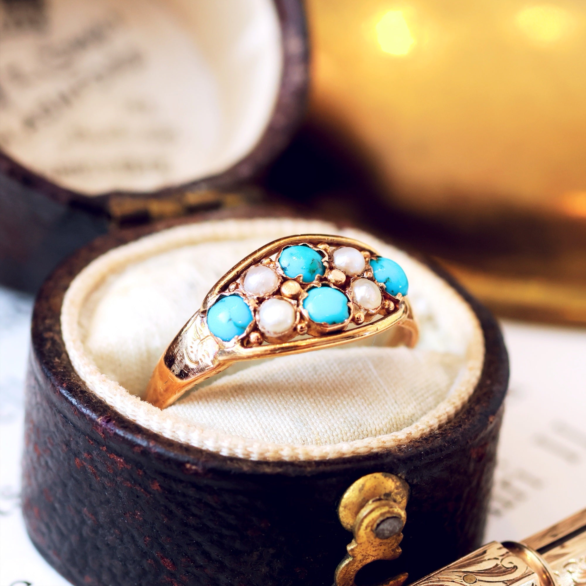 Turquoise and pearl ring store