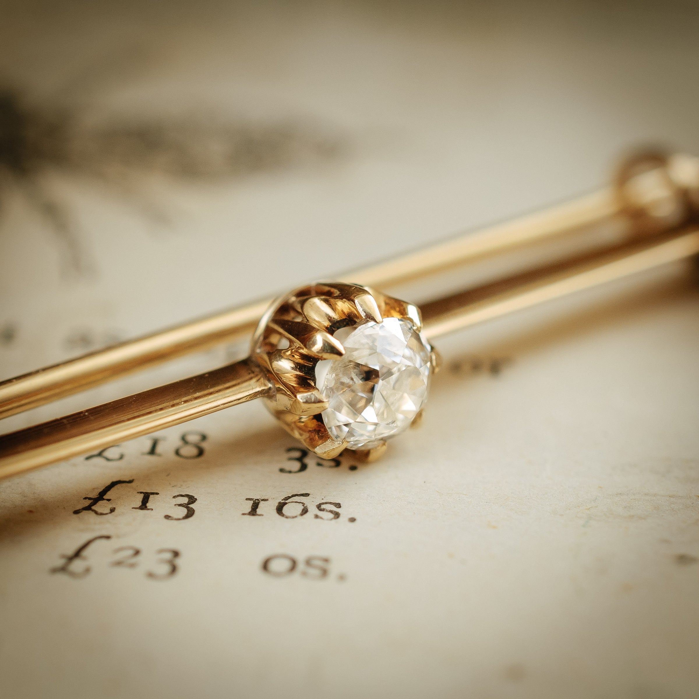Extravagant Antique Victorian Old-Cut Diamond Bar Brooch – Fetheray