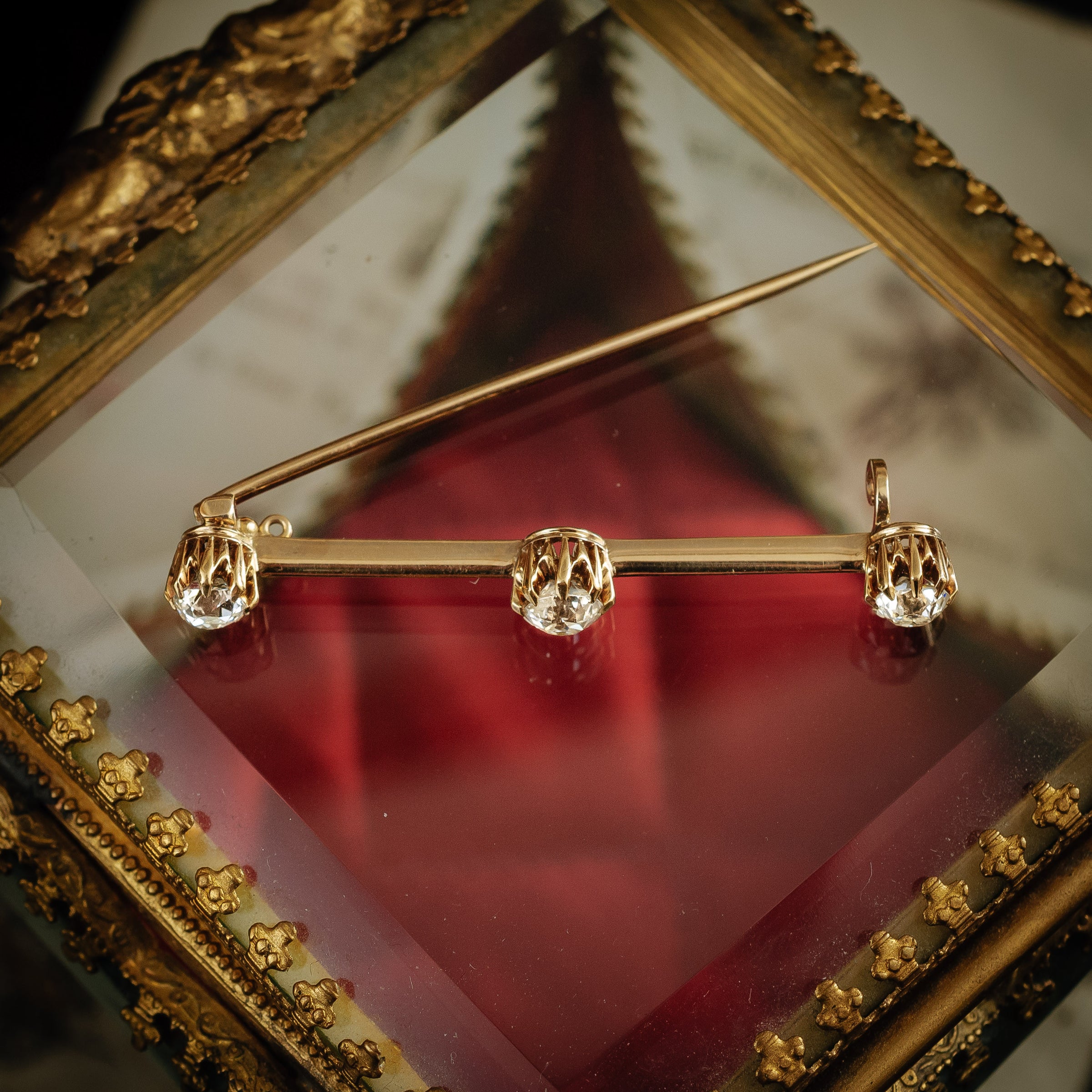 Extravagant Antique Victorian Old-Cut Diamond Bar Brooch – Fetheray