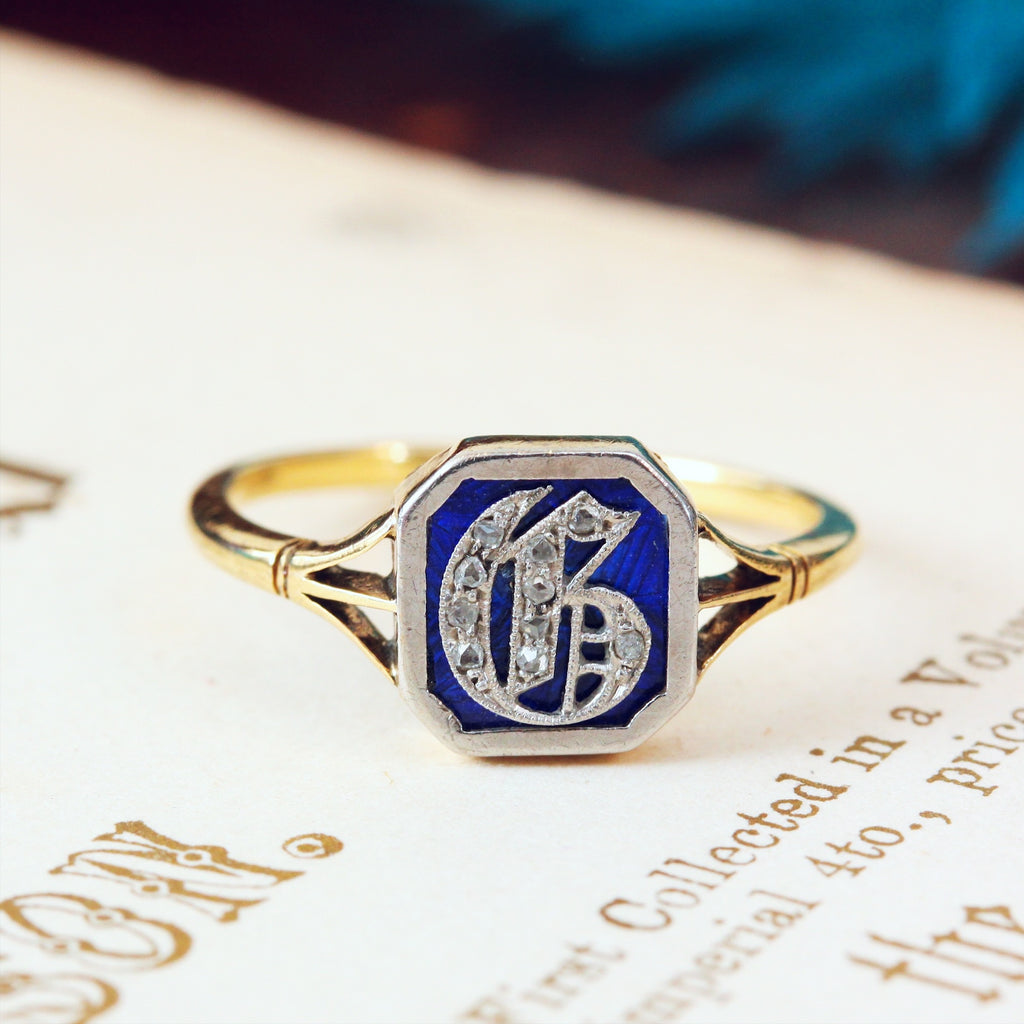 Unique Vintage 18ct Gold & Diamond Initial 'G' Ring – Fetheray