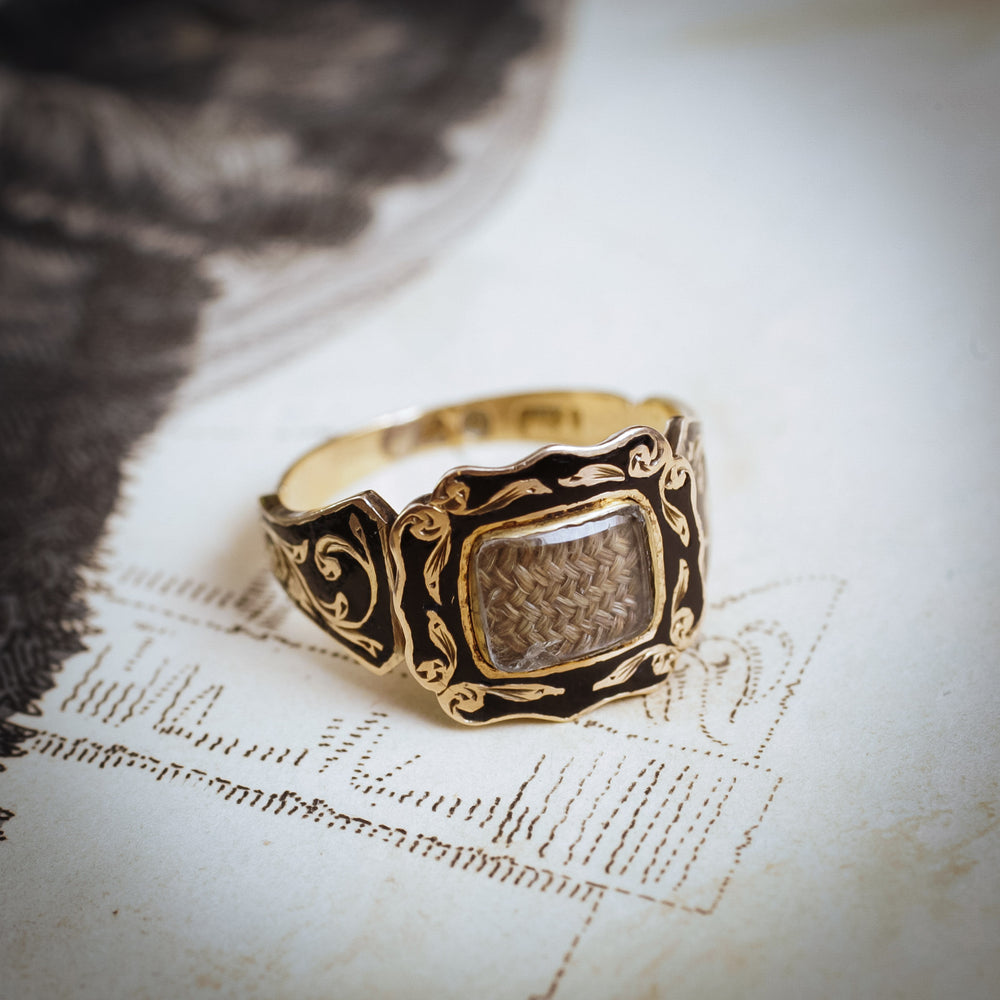 Picturesque Antique Floral Black Enamelled Mourning Ring – Fetheray