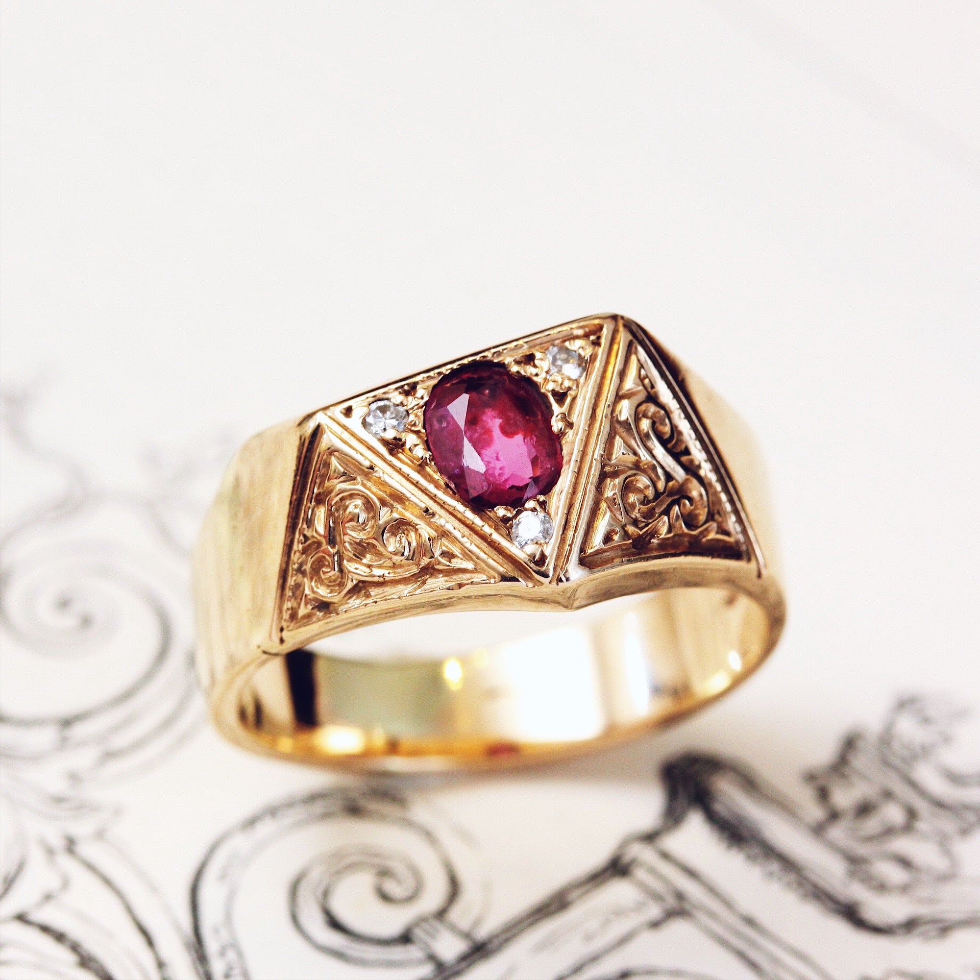 Awesome Vintage Ruby & Diamond Dress Ring – Fetheray