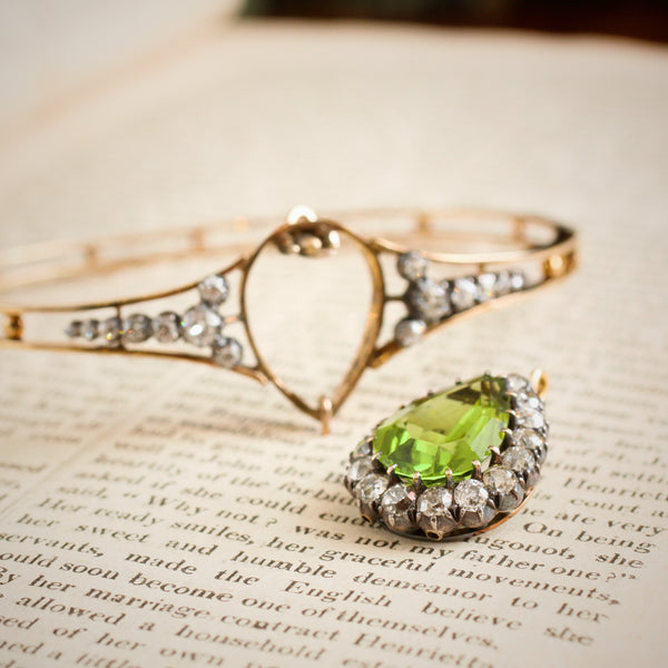 Grandiloquent Victorian Peridot & Diamond Convertible Bangle – Fetheray