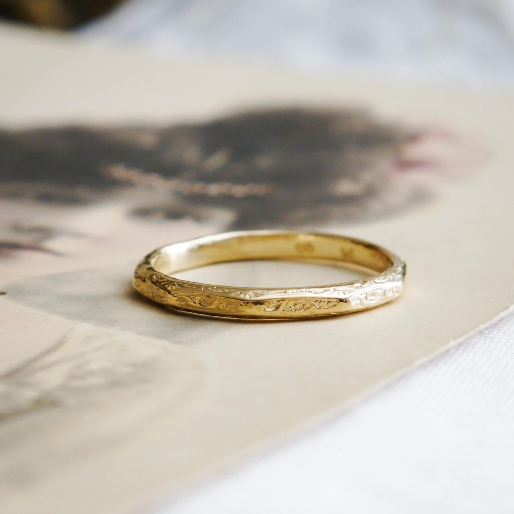 Vintage Style Size 'J' or '5' 'Decagon' 9ct Gold Wedding Ring – Fetheray